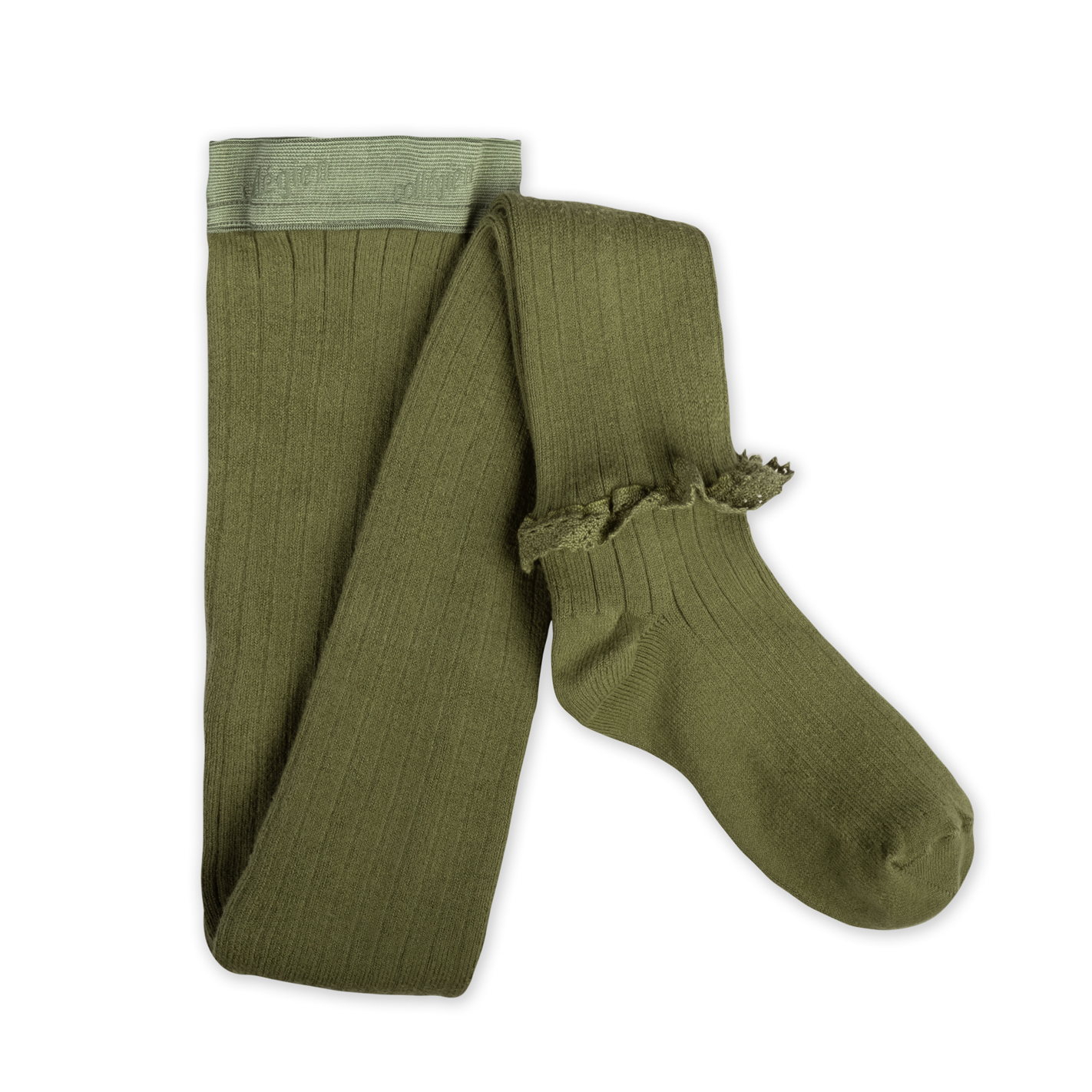 Chloé - Collant a coste con volant in pizzo - Olive du Lubéron